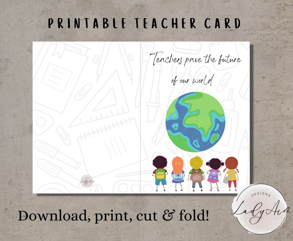 Printable Teacher Appreciation Card, 5x7 Inch Card, Teacher Thank You ...