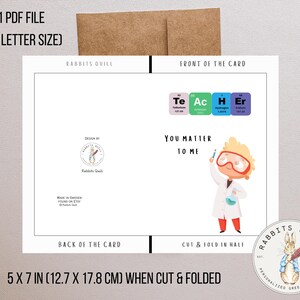 Printable Teacher Appreciation Card, 5x7 Inch Card, Science Teacher ...