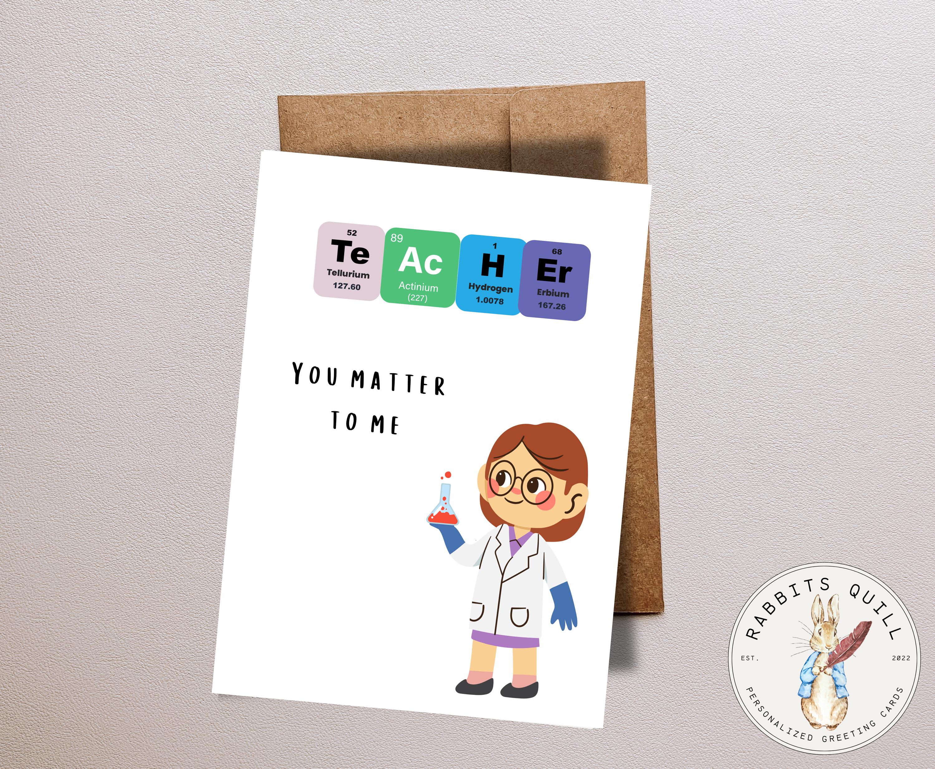 Science Teacher Thank You Card, Printable, 5x7 Inch Card, Card From ...