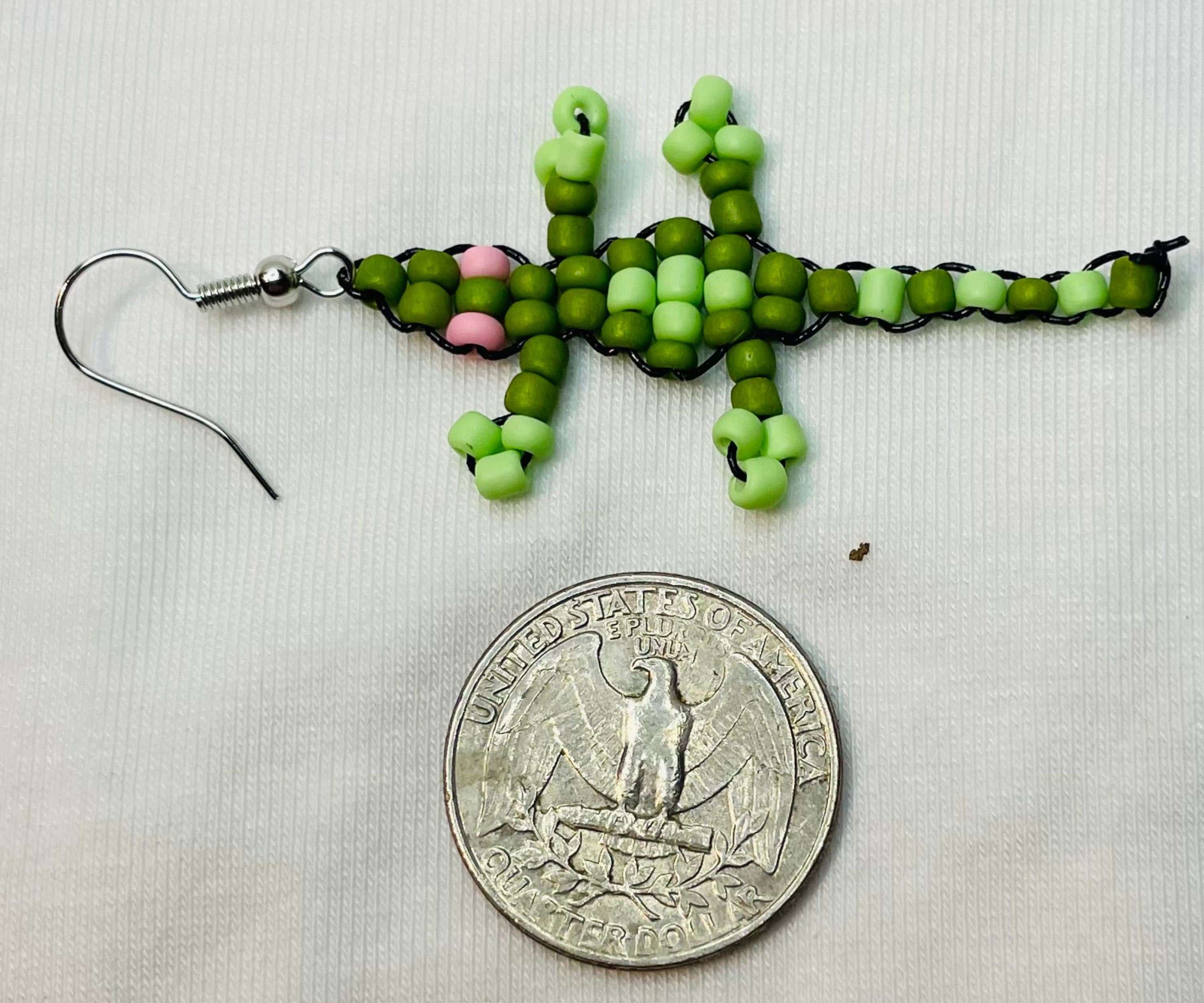 Mini Beaded Lizard Earrings - Retro 90s - Etsy