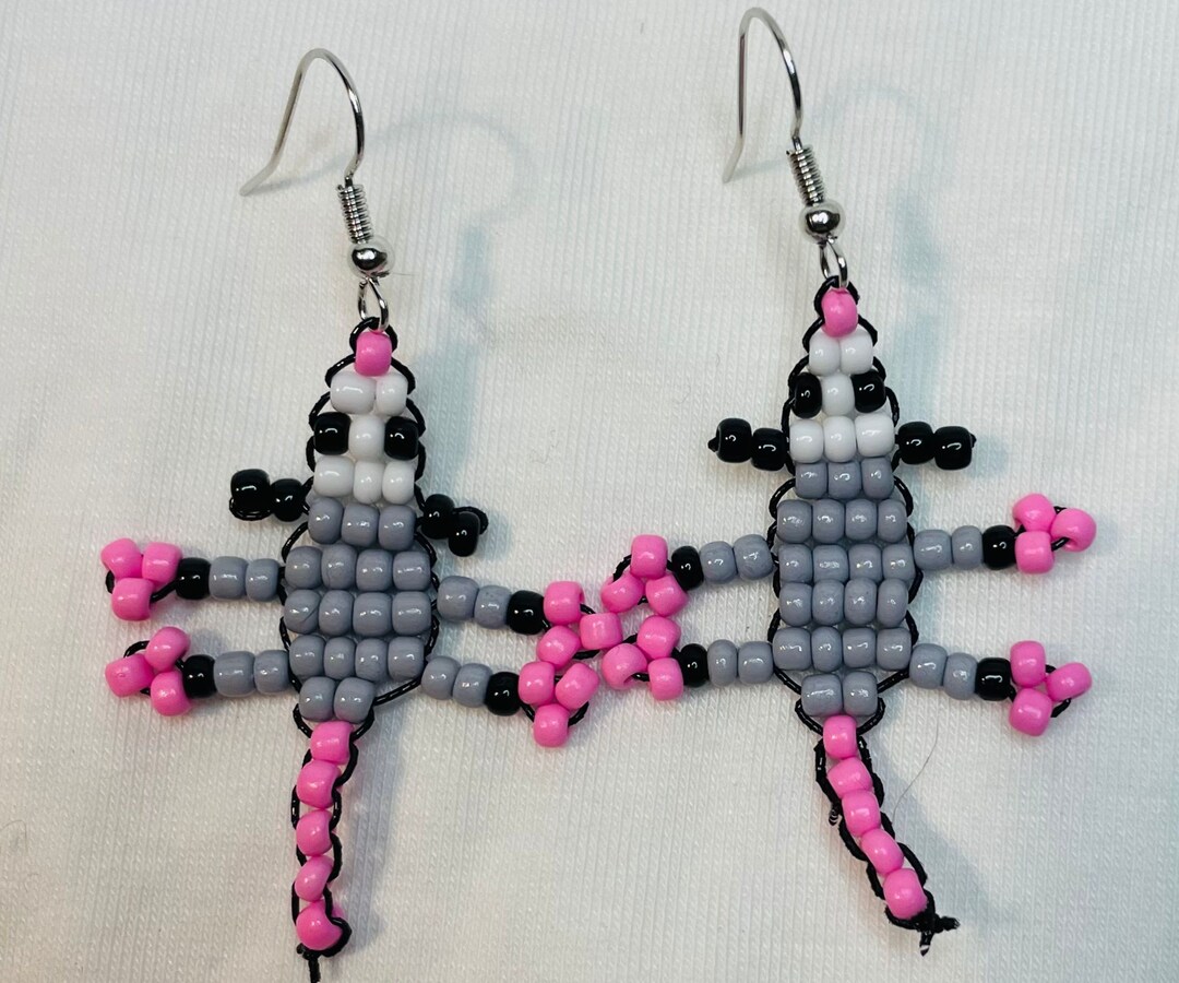 Beaded Possum Charm Earrings / Animal Earrings / Gift for Her ...
