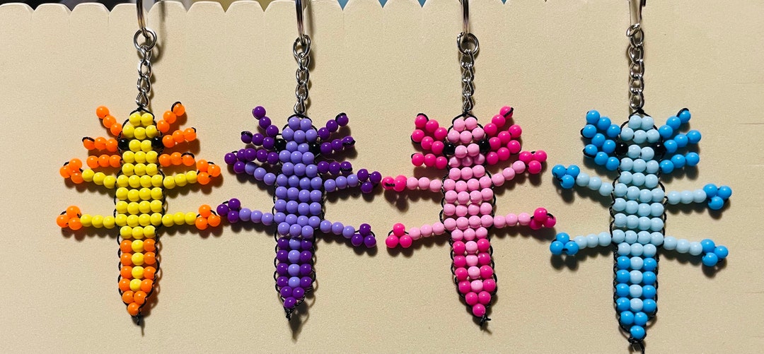Axolotl Beaded Keychains / Hand Crafted Key Chains / Adorable Gift Blue ...