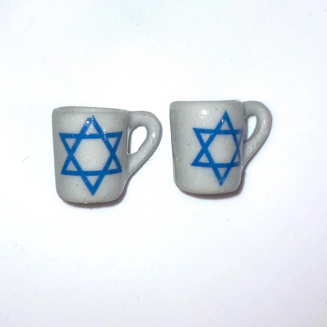 Israeli Star of David Mug 2 Pieces Pair Jewish Miniature 1:12 Scale ...