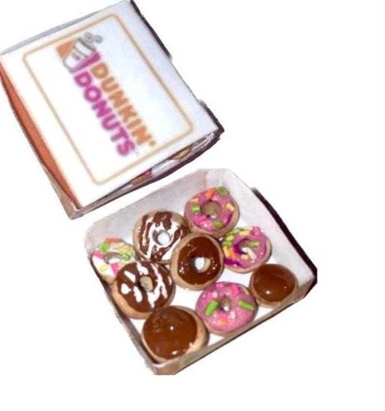 Dozen Dunkin Doughnuts pack of Twelve Dollhouse Miniature Food Donuts ...