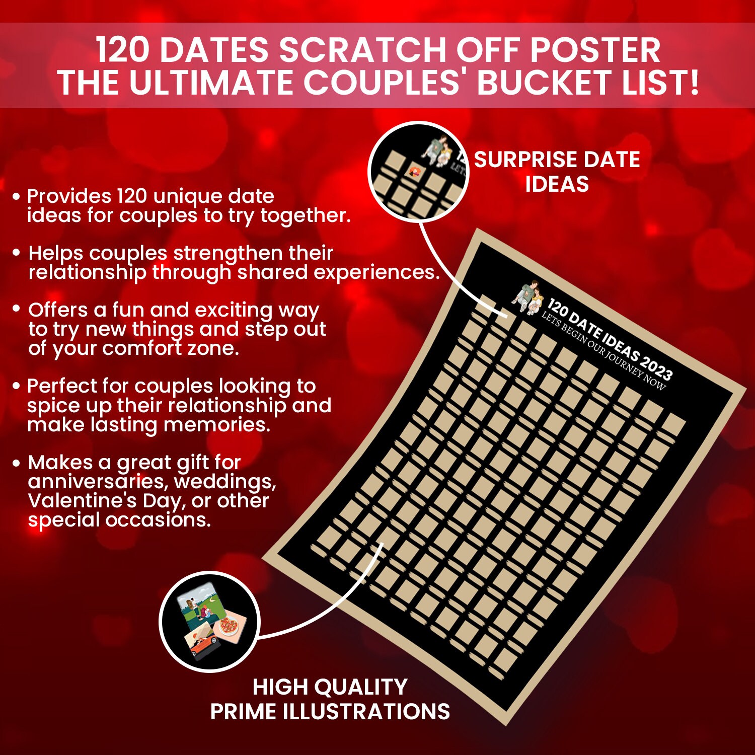 120 Date Scratch off Poster for Couples Gift for Couples - Etsy Israel