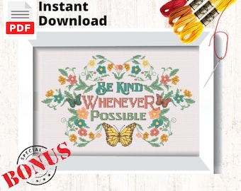 Motivational Sayings Counted Cross Stitch Pattern Chart Positive and ...