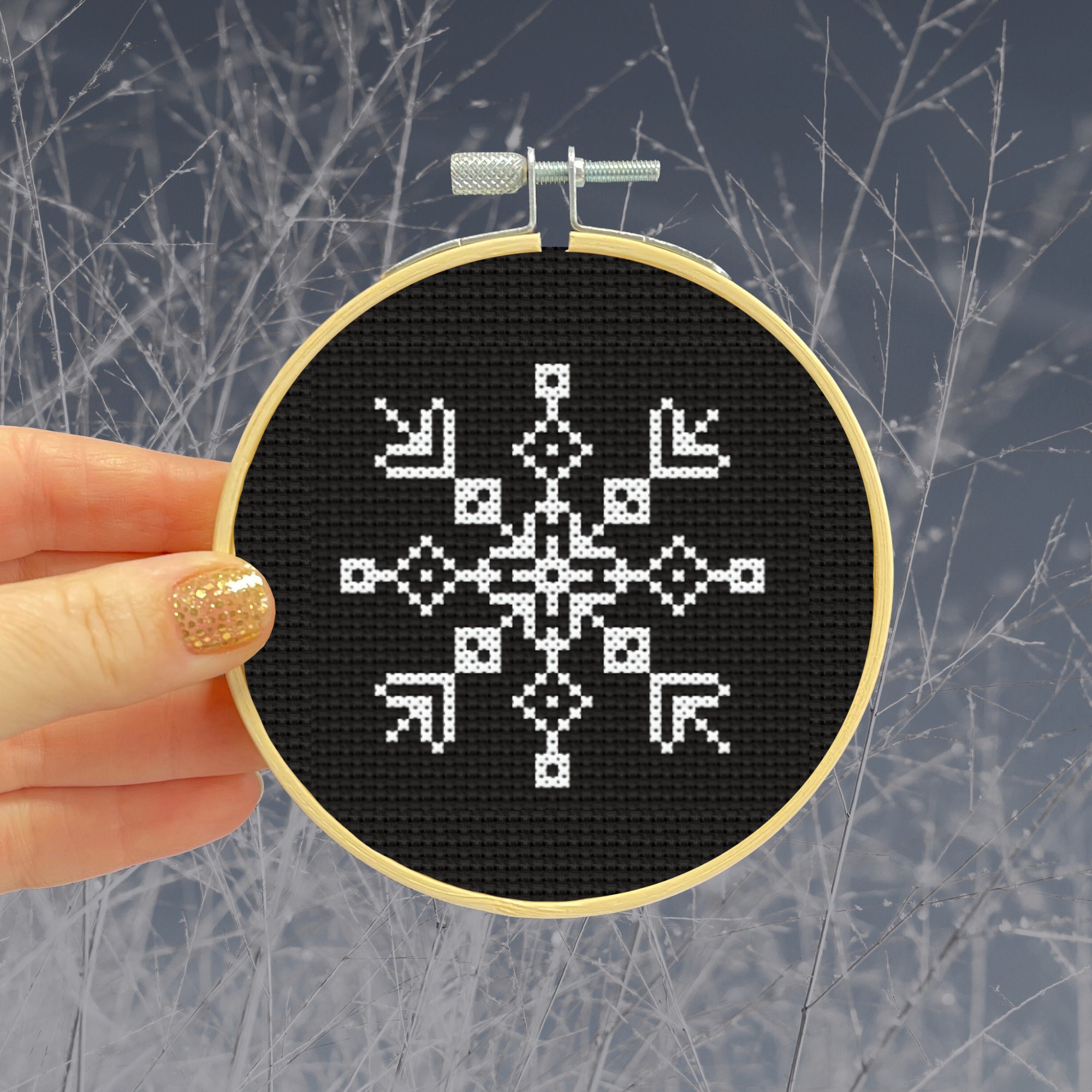 Mini Snowflake Cross Stitch Pattern Large Print Low Vision Counted ...