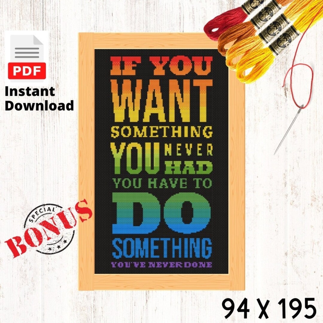 Motivational Sayings Counted Cross Stitch Pattern Chart | Positive and ...