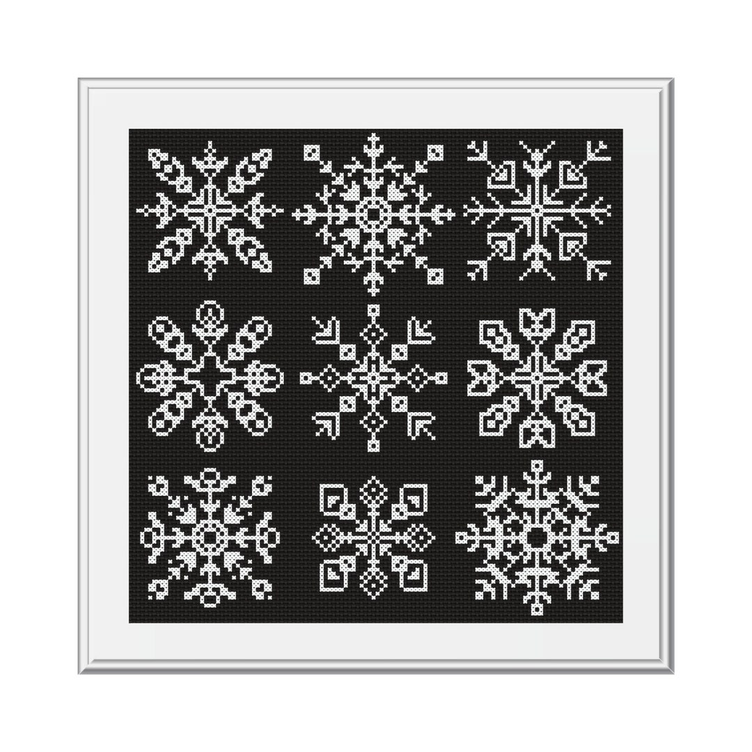 Mini Snowflake Cross Stitch Pattern | Large Print Low Vision Counted ...