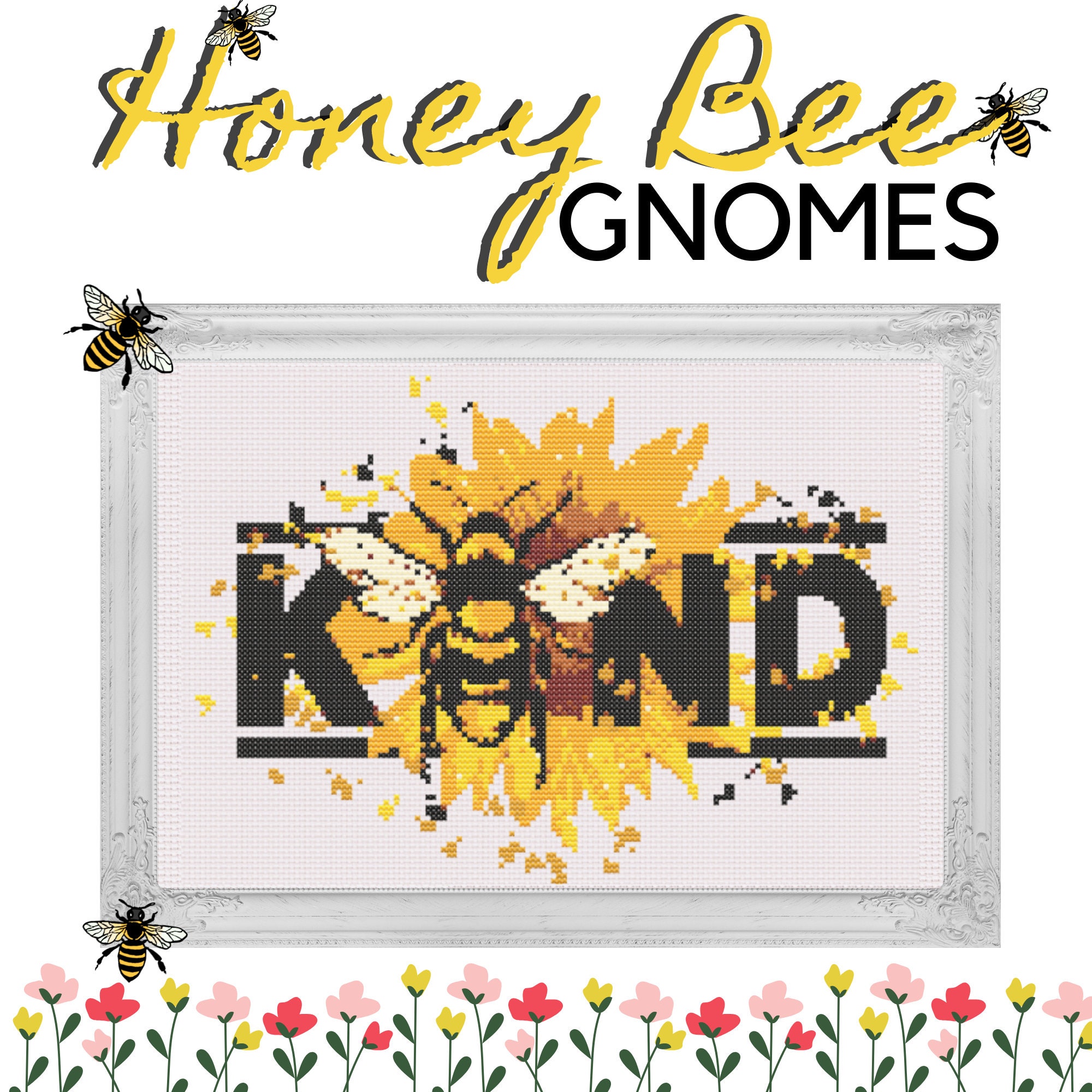 Honey Bee Kind Counted Cross Stitch Pattern for Spring Fast, Beginners ...