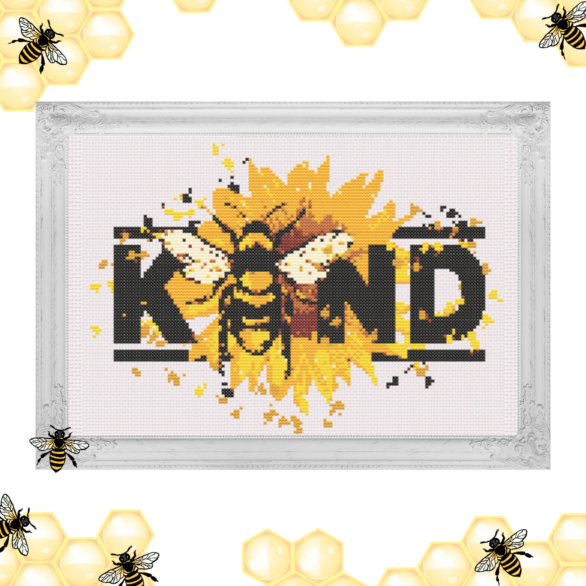 Honey Bee Kind Counted Cross Stitch Pattern for Spring Fast, Beginners ...