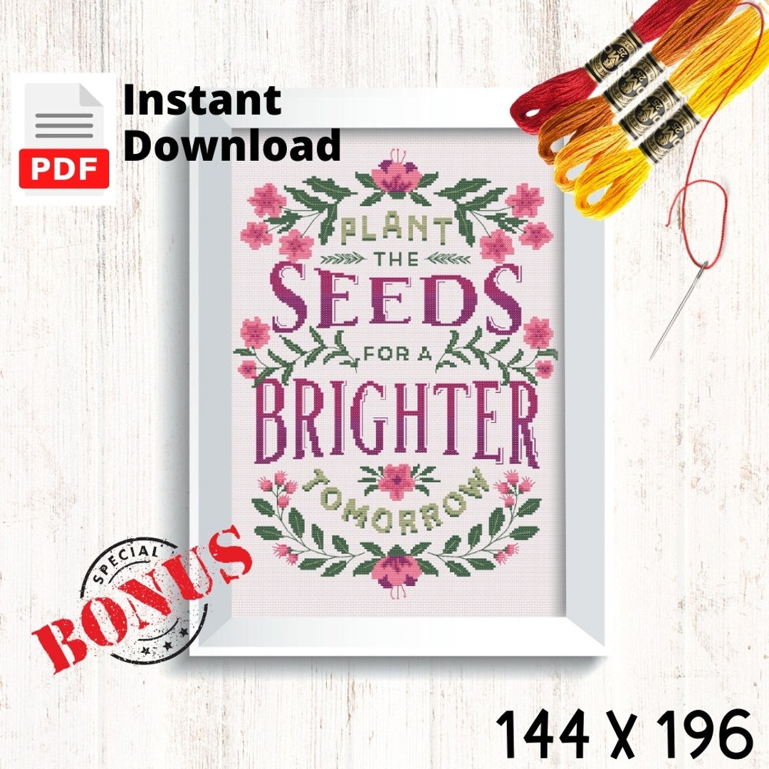 Motivational Sayings Counted Cross Stitch Pattern Chart | Positive and ...