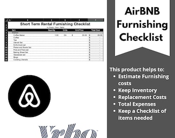 Airbnb Furnishing Checklist, VRBO Furnishing Checklist, Printable Short ...