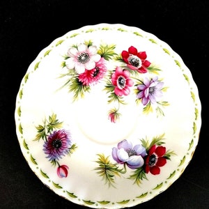 ROYAL ALBERT MARCH Anenomes Teacup and Saucer Flower of the Month 1950 ...