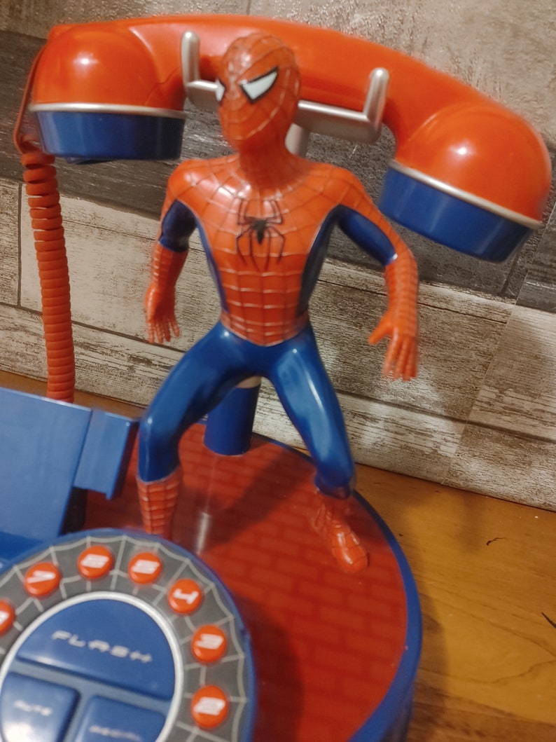 Mattel Spiderman Rotary Phone 3D Sculpted Character Land Line Works ...
