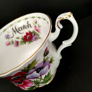 ROYAL ALBERT MARCH Anenomes Teacup and Saucer Flower of the Month 1950 ...
