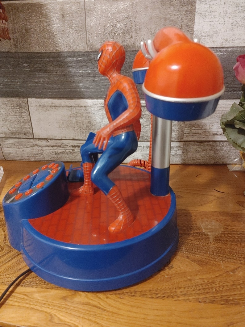 Mattel Spiderman Rotary Phone 3D Sculpted Character Land Line Works ...