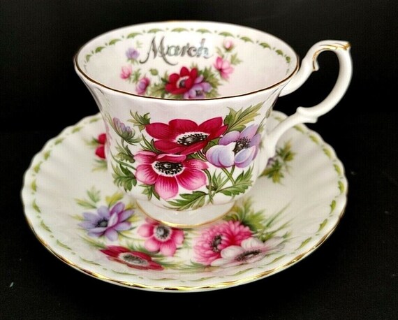 ROYAL ALBERT MARCH Anenomes Teacup and Saucer Flower of the - Etsy