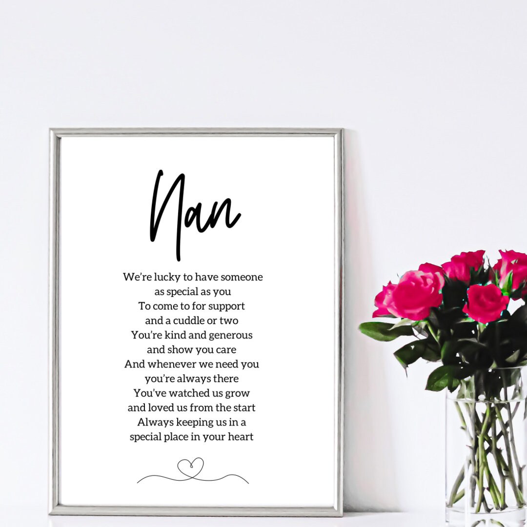 Special Nan Poem//mothers Day Gift//special Nan//gift for Nan - Etsy