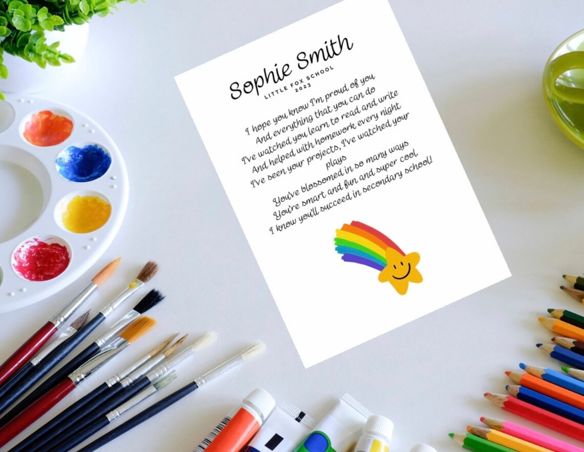 Year 6 Leavers Gift//year 6 Leavers Poem//personalised//digital ...