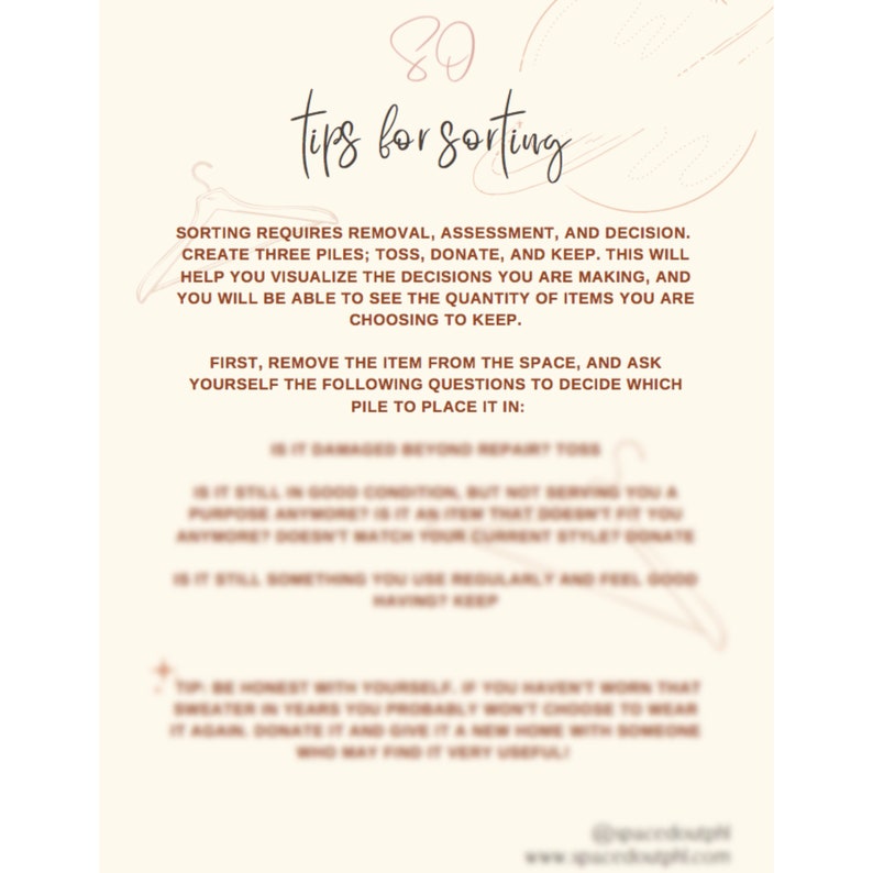 Closet Organizing Checklist & Sorting Guide - Etsy