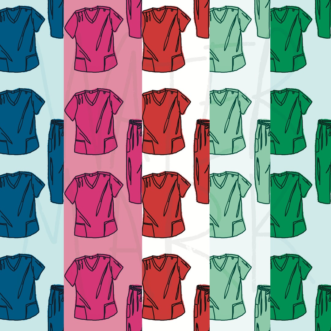 Seamless Repeating Pattern Scrubs Illustration Colored 5 PACK - Etsy
