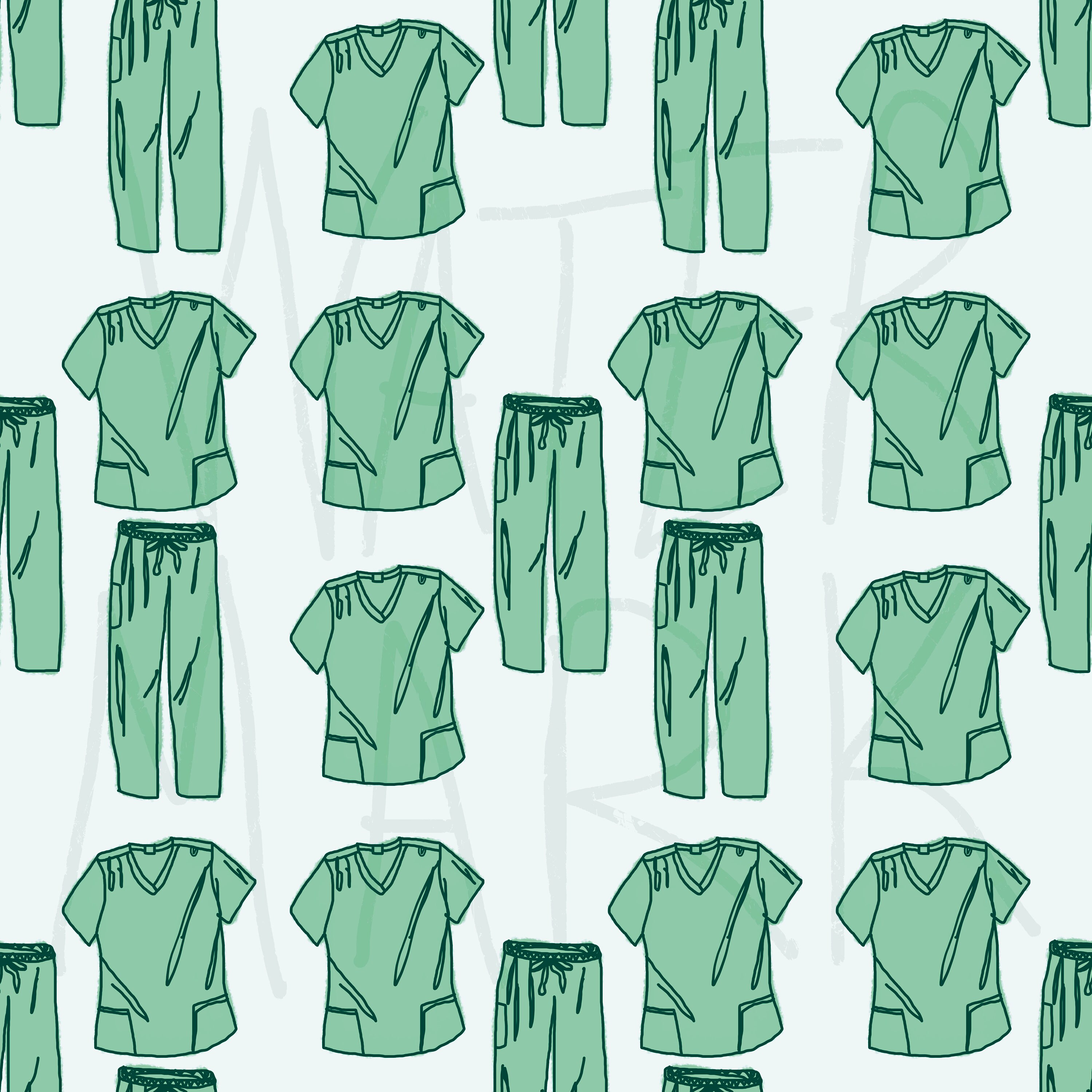 Seamless Repeating Pattern Scrubs Illustration Colored 5 PACK - Etsy