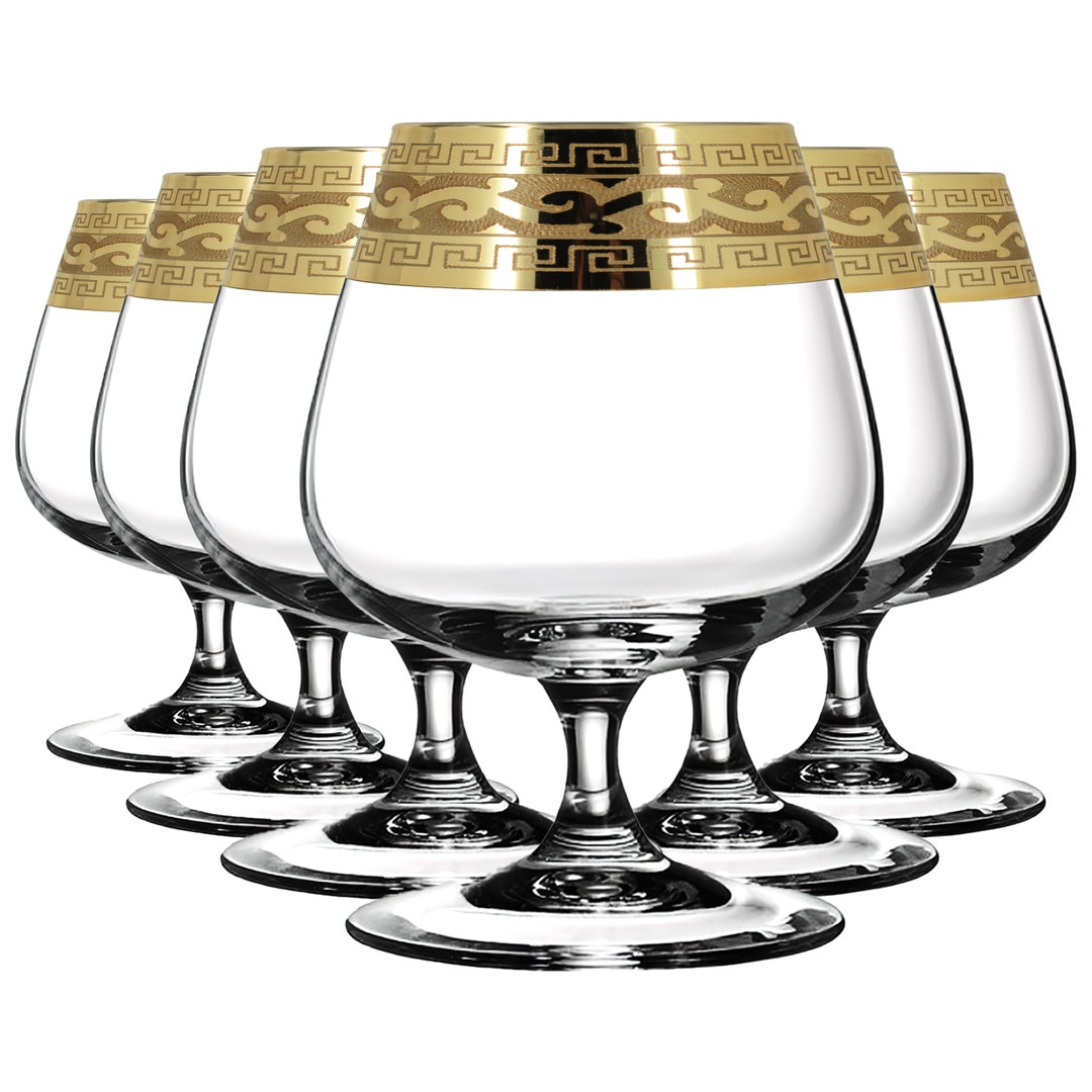 Gold Rim Brandy Glasses Set: Large 400ml Cognac Snifters - Etsy
