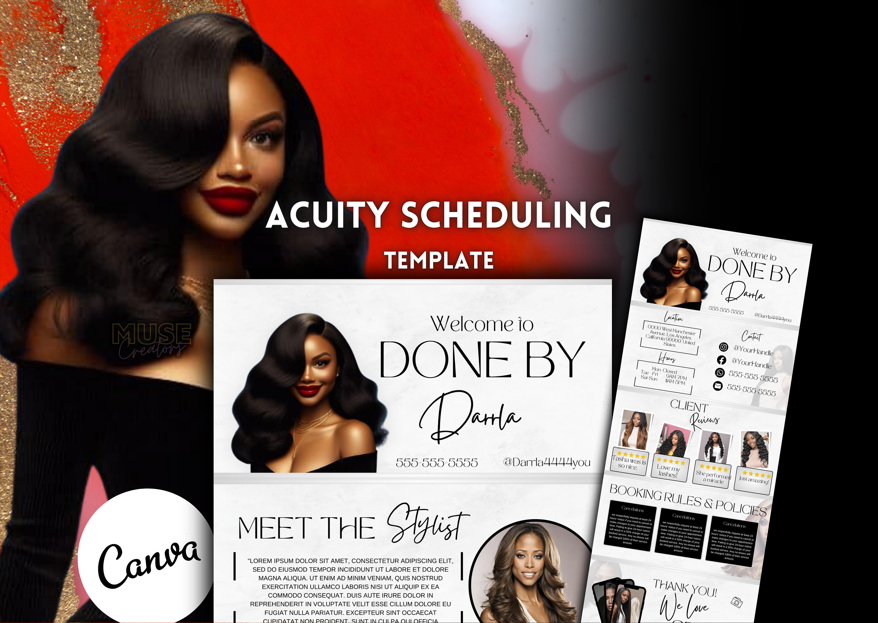 Acuity Scheduling Template Hair Stylist Booking Site Hair Website ...