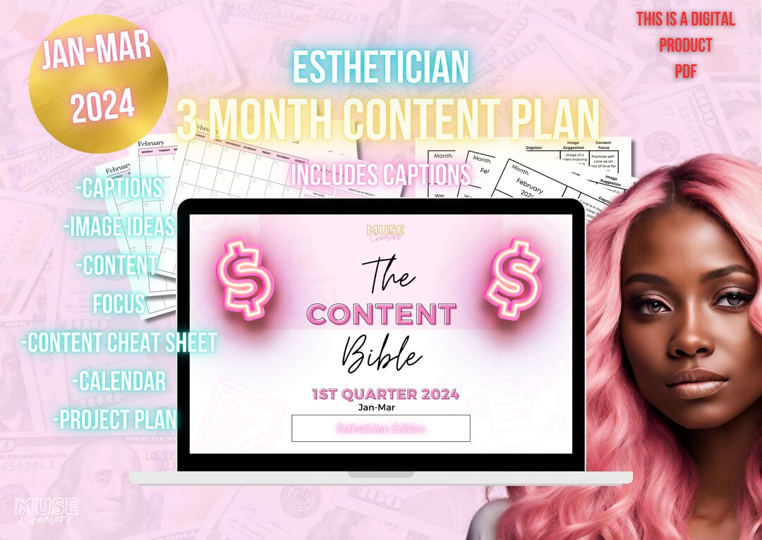 Content Calendar for Estheticians Monthly Planner Content 1st Quarter ...