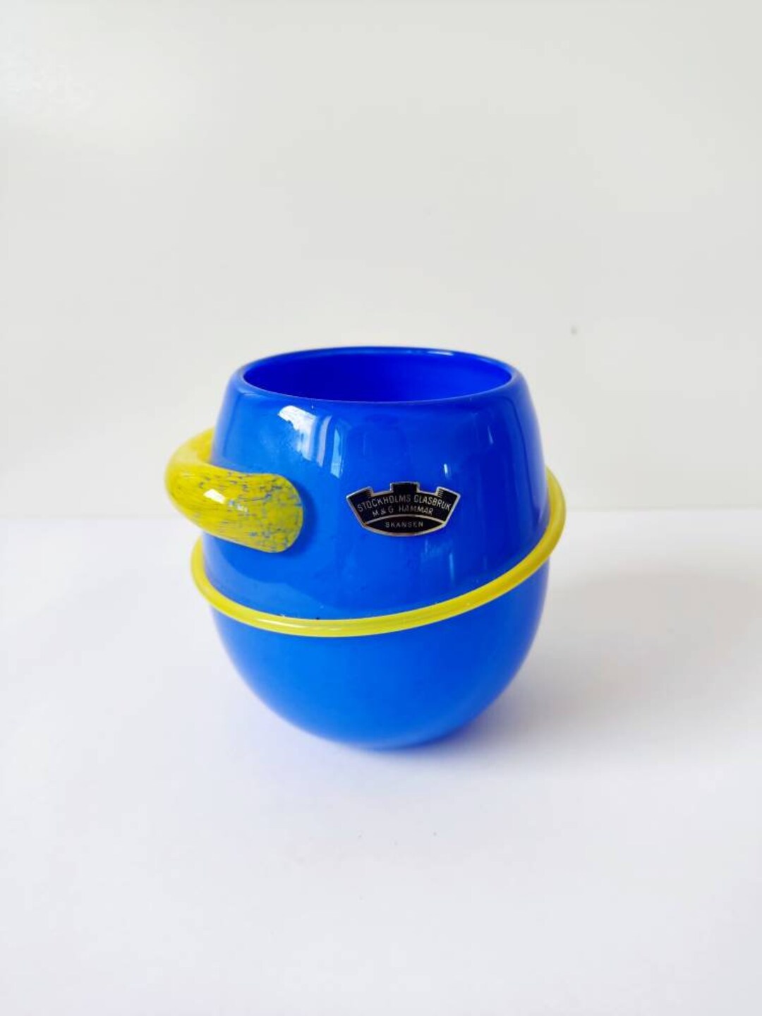 Karin Hammar Stockholms Glasbruk Vase Handmade Blue - Etsy