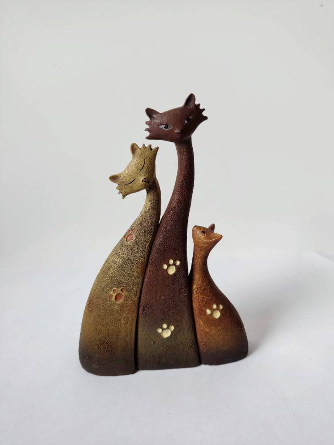 Artforum Cats Set of Three Ornamental Resin Cats Paw Print Detail ...