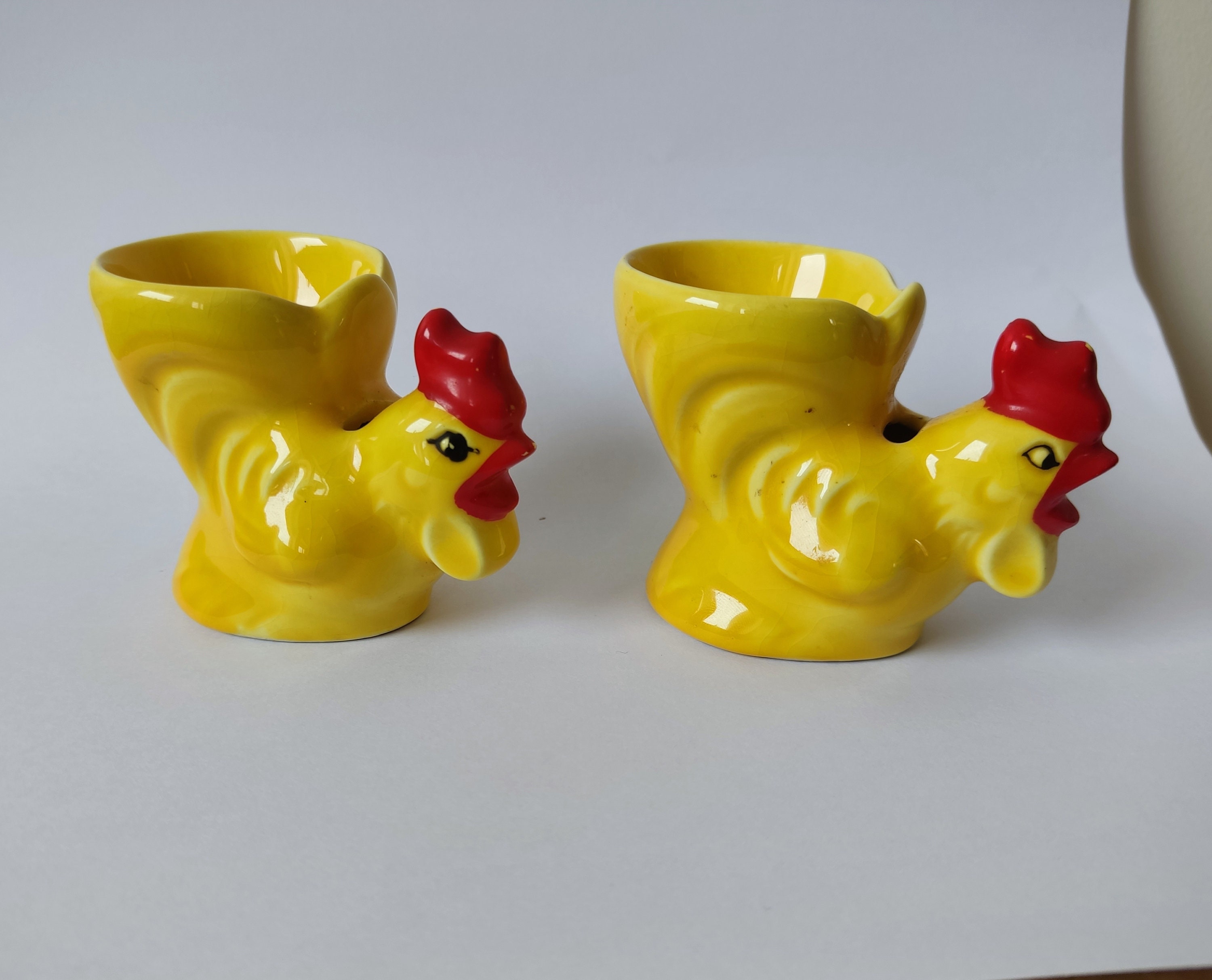 Vintage Goebel Rooster Egg Cups Yellow Easter - Etsy