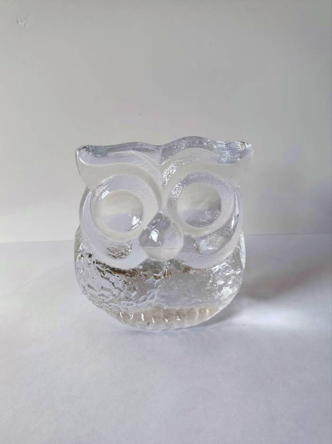 Lars Hellsten SKRUF Glasbruk Crystal Owl Figurine Paperweight Sweden ...