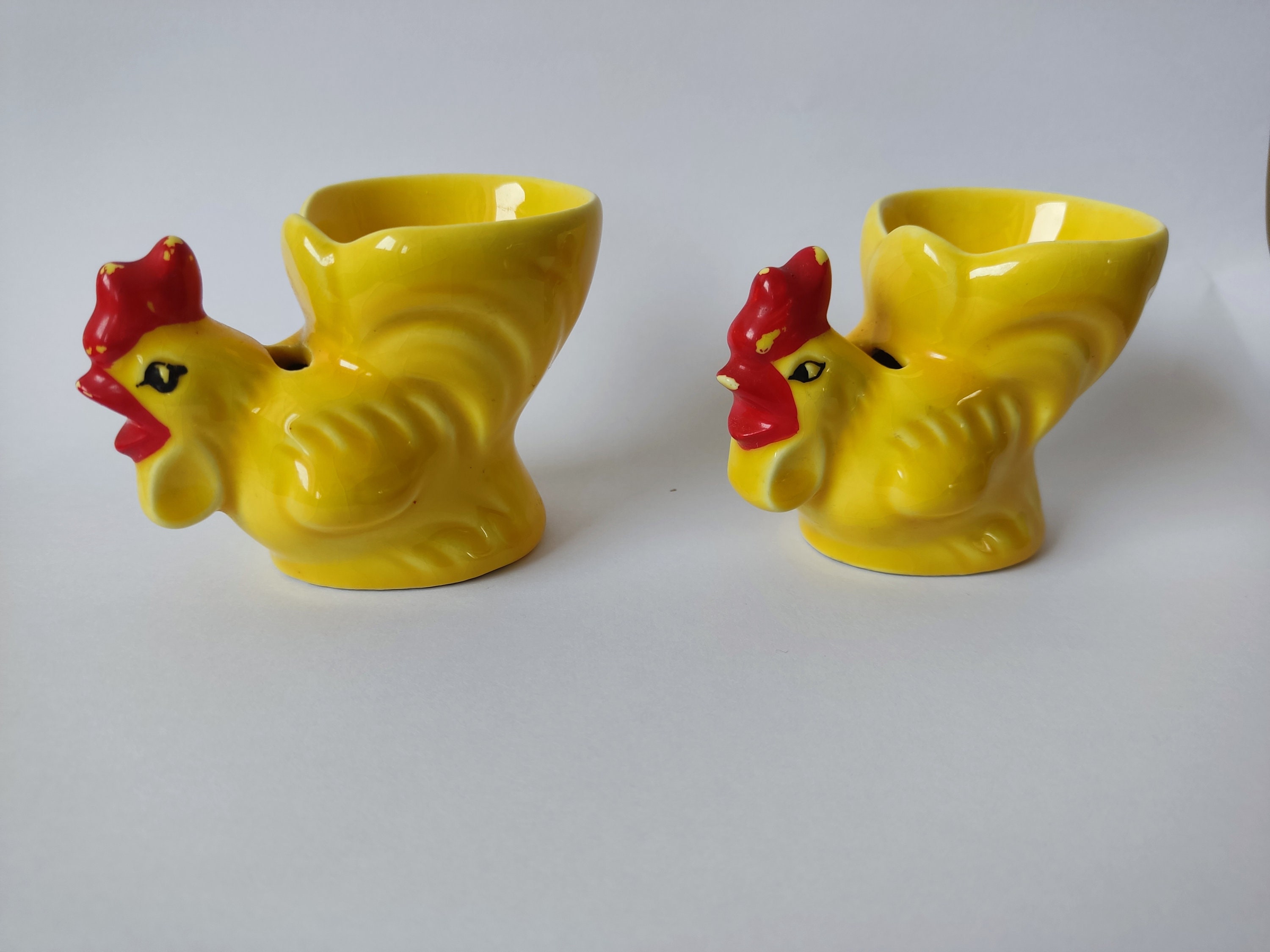 Vintage Goebel Rooster Egg Cups Yellow Easter - Etsy