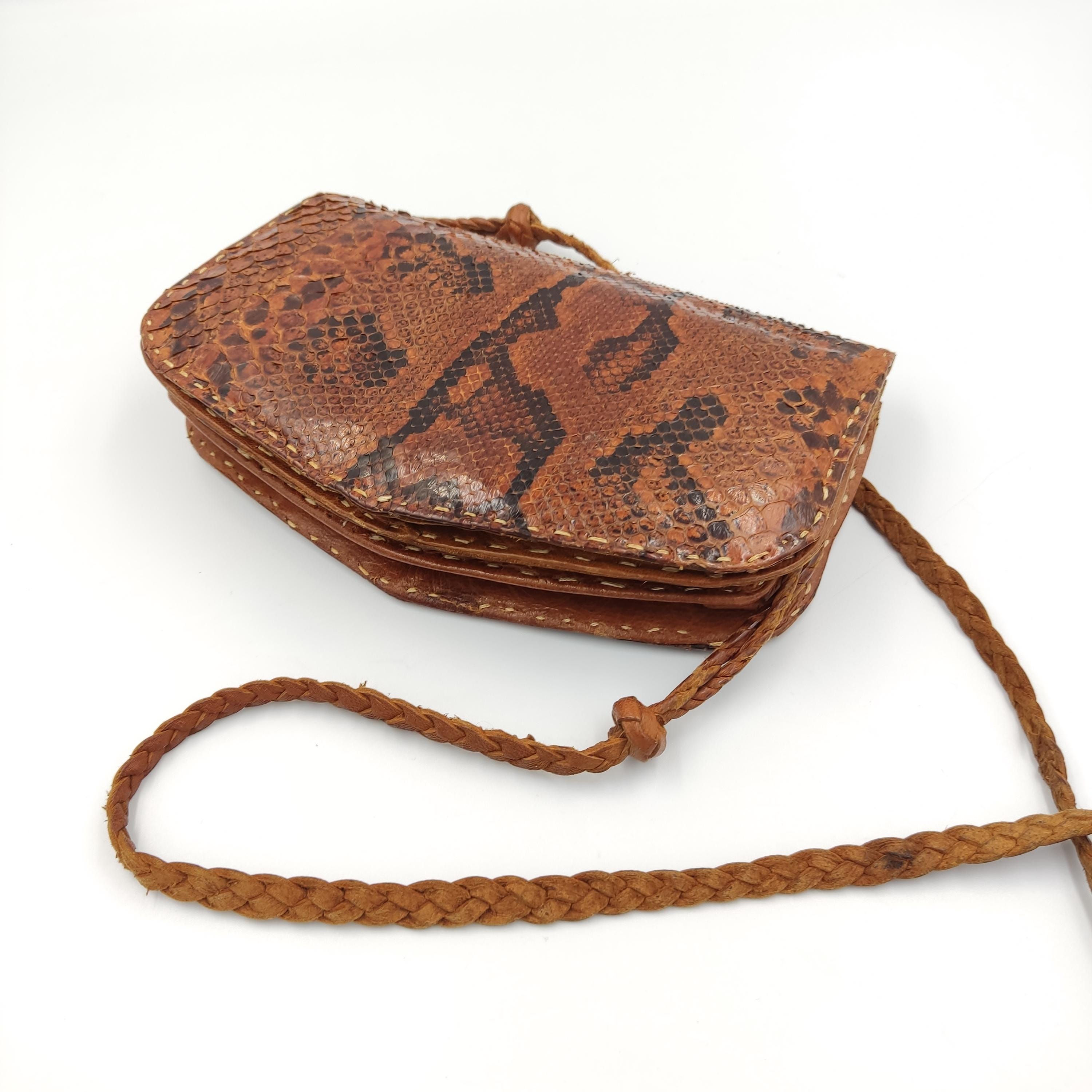 Vintage Snake Pattern Leather Crossbody Bag – Boho Style Small Shoulder ...