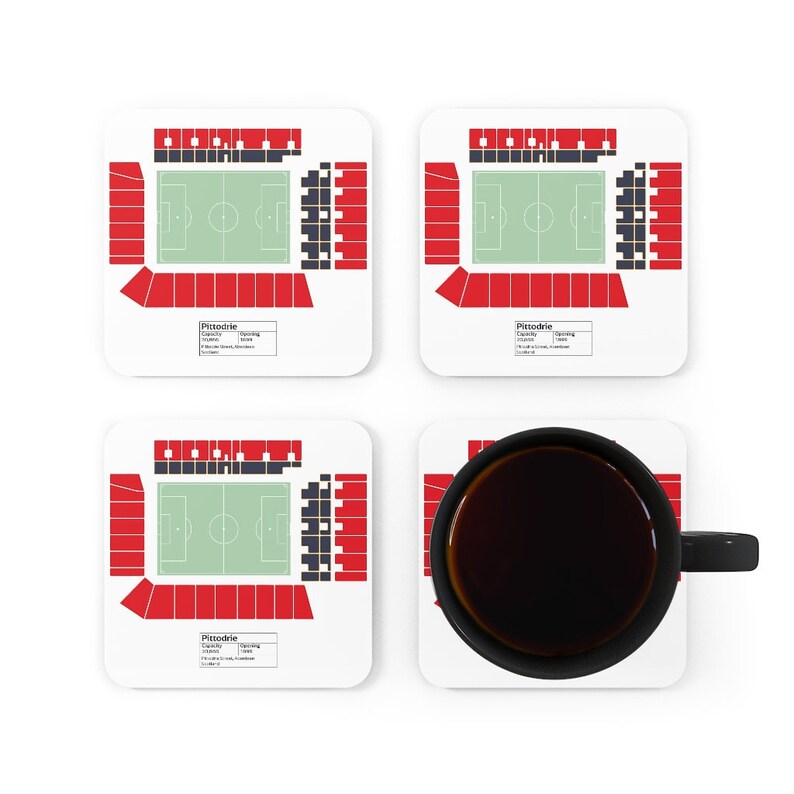 Drinkware Aberdeen Football Club Pittodire Soccer Stadium Maps Coasters ...