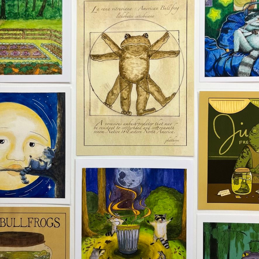 Frog Art Print the American Bullfrog Art Print 5x7 // 8x10 // Poster ...