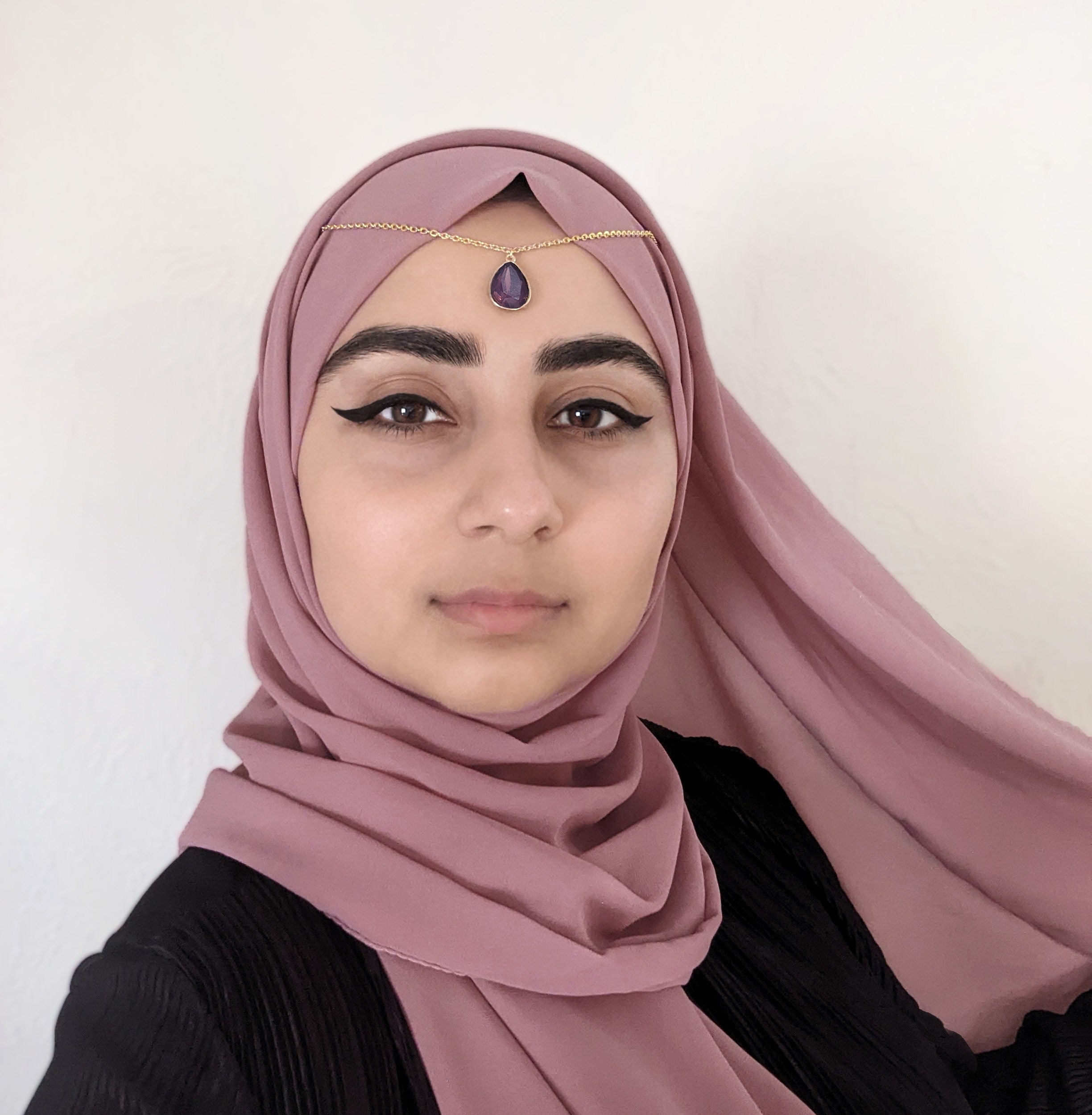 DOUBLE HIJAB PIN - Purple Opal Crystal Teardrop - Gold Scarf Hijab ...