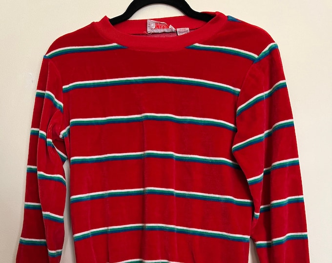 Vintage 80s Stripes by Tomboy Velour Shirt - Etsy