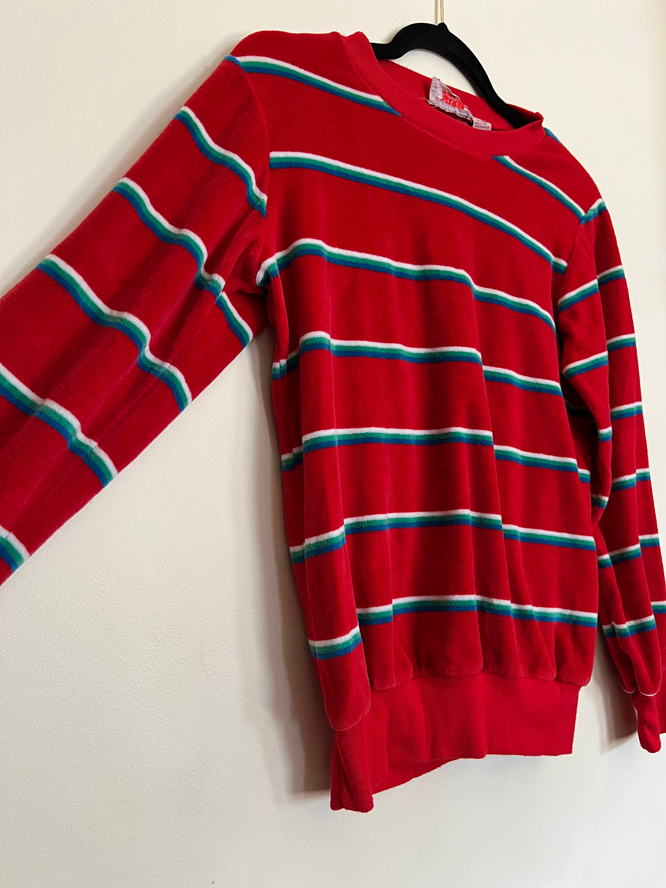 Vintage 80s Stripes by Tomboy Velour Shirt - Etsy