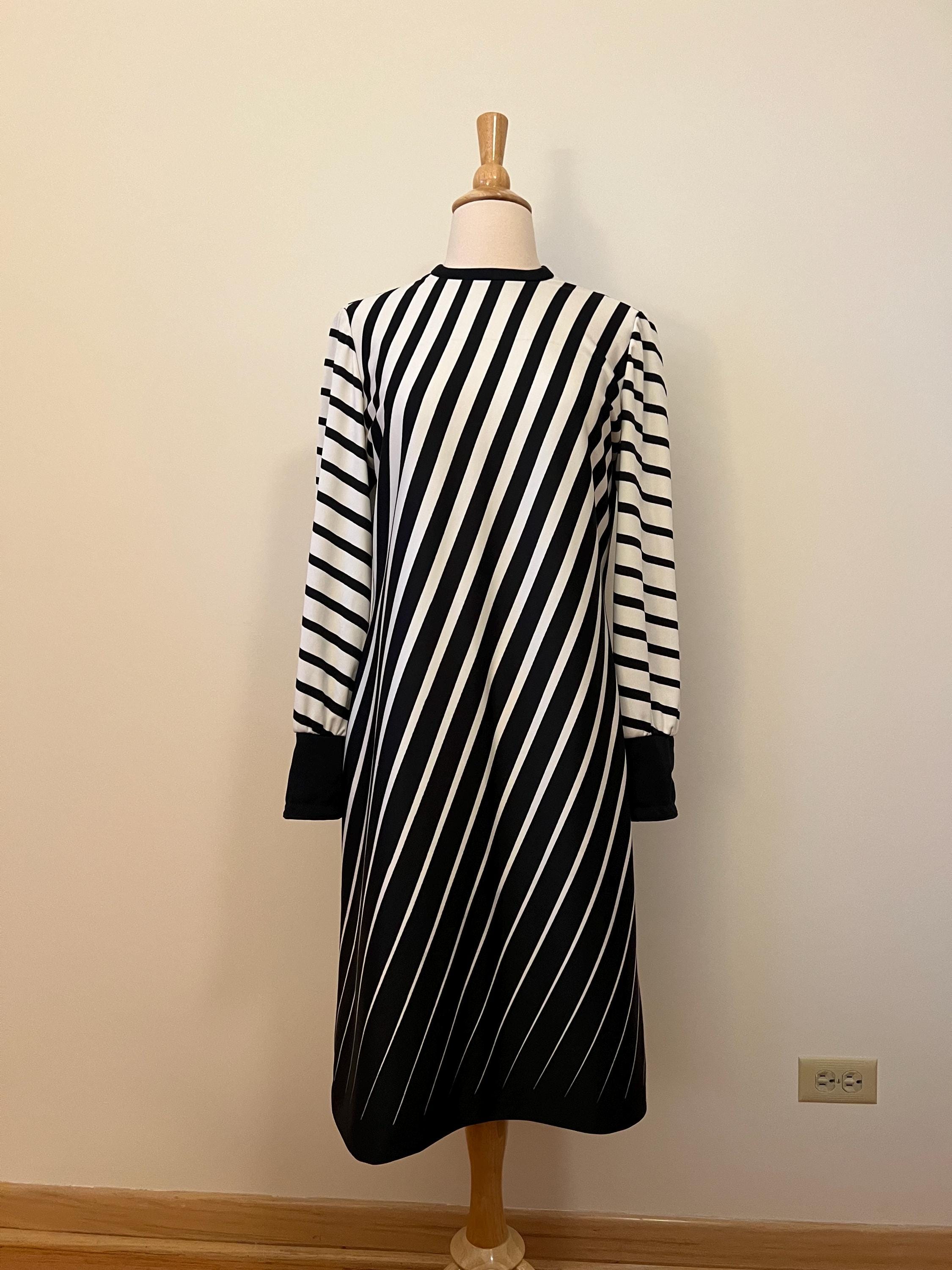 Vintage 60s Leslie Fay Striped Op Art Dress - Etsy
