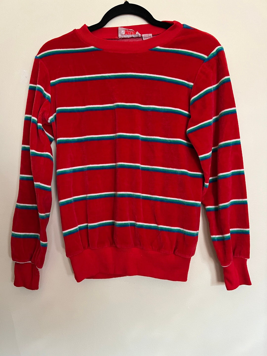 Vintage 80s Stripes by Tomboy Velour Shirt - Etsy