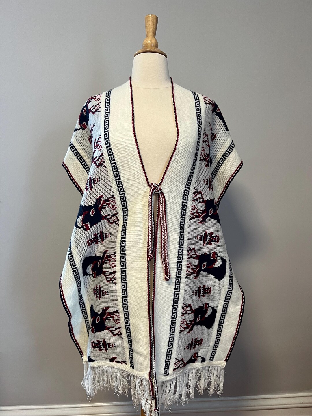 Vintage 70s Knit, Boho, Hippie, Gender Neutral Deer Poncho - Etsy