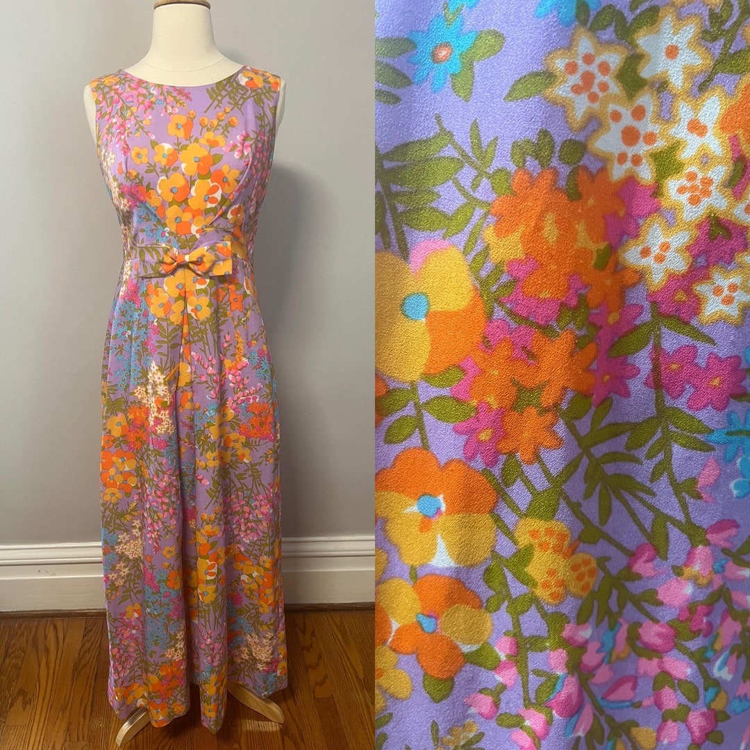 Vintage 1960s Ja Na Hawaii for Liberty House Psychedelic Floral Maxi - Etsy