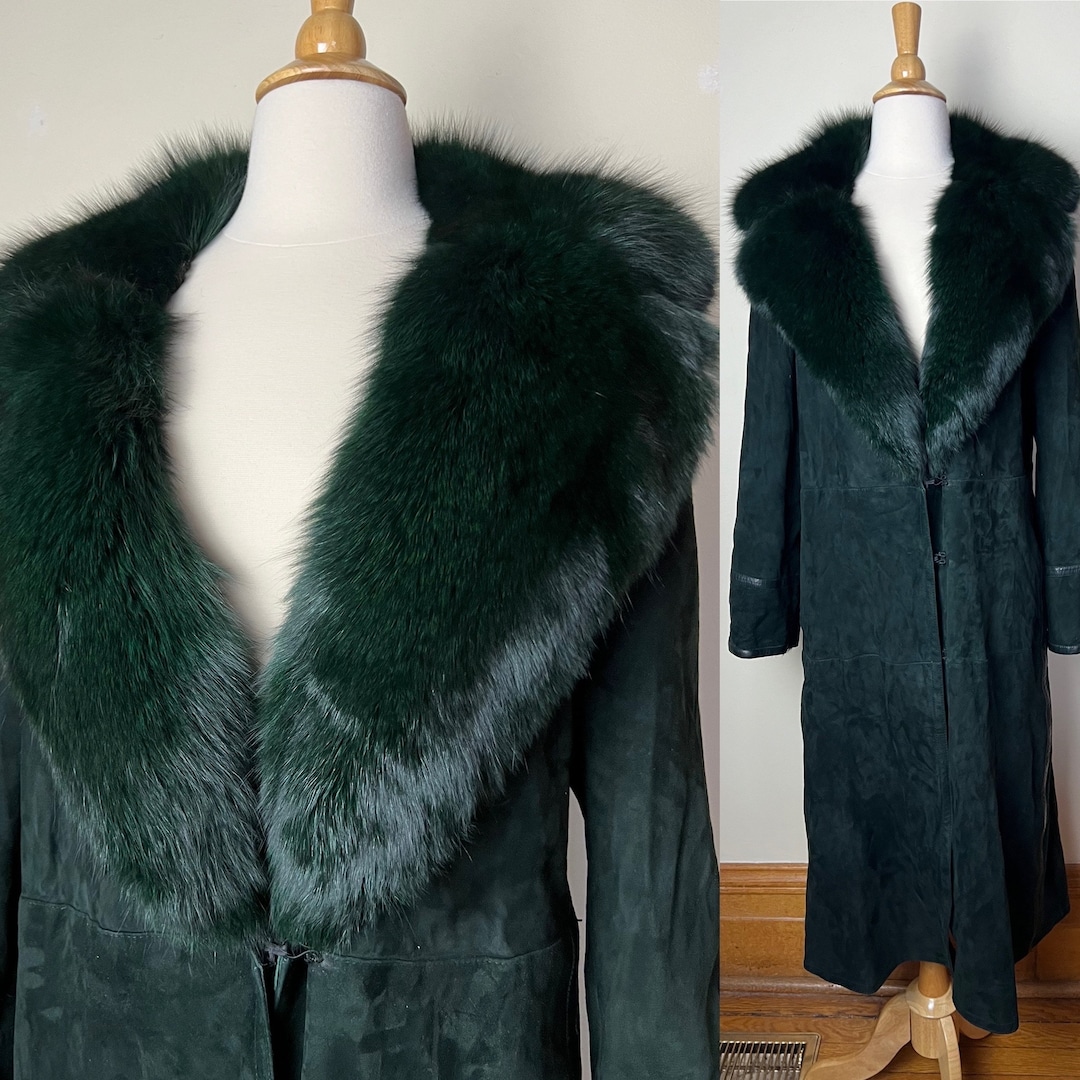 Vintage 70s Furs-ettex Made in Paris Green Suede and Fur Coat - Etsy