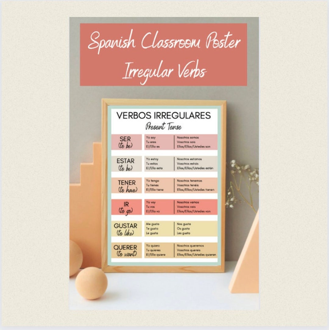 Spanish Classroom Irregular Verbs Poster - Etsy