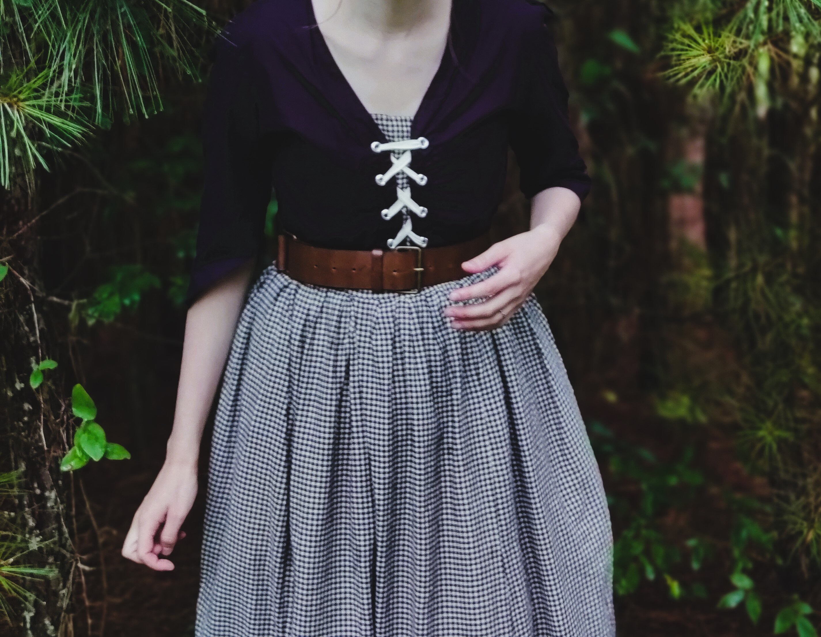 18th-century Style Dark Blue Checkered Plaid Cotton Petticoat Skirt ...