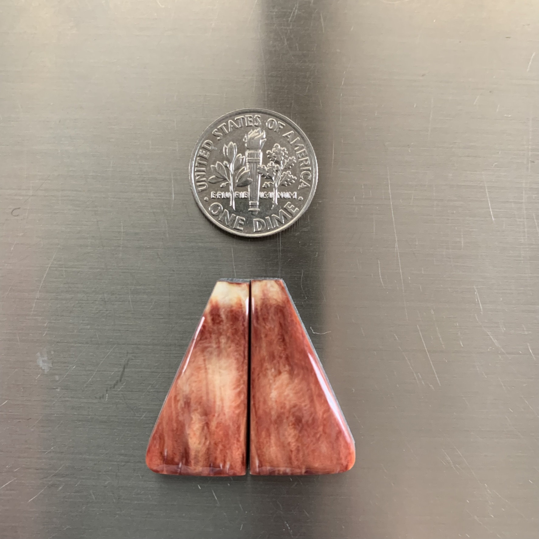 1014 Red Spiny Oyster Shell Pairs Backed Cabochons Natural Shell Mirror ...