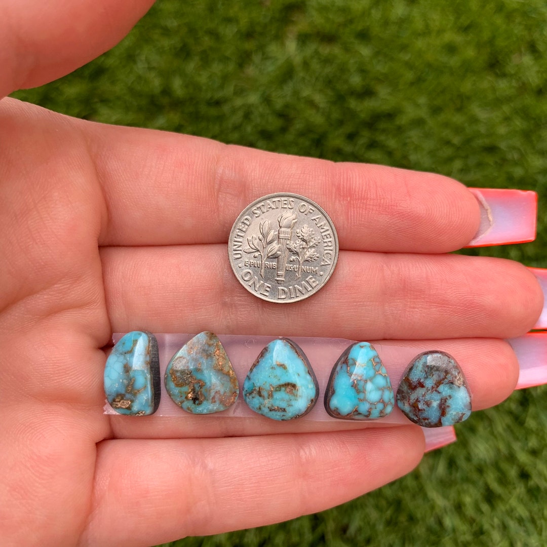 Natural Dry Creek Turquoise Individual Freeform Backed Cabochons Group ...